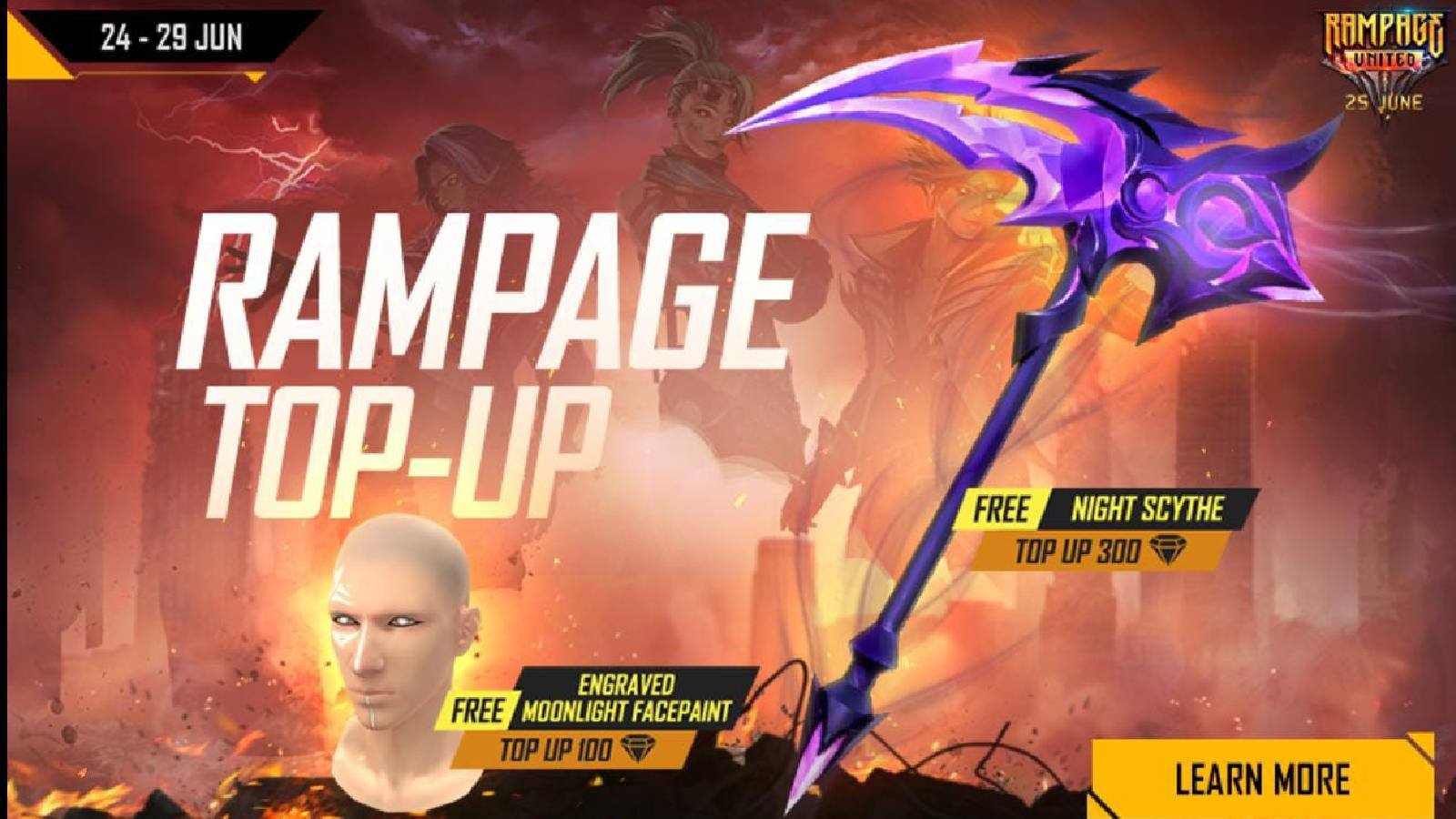 Free Fire Rampage Top-up event: Get exclusive Night Scythe and ...